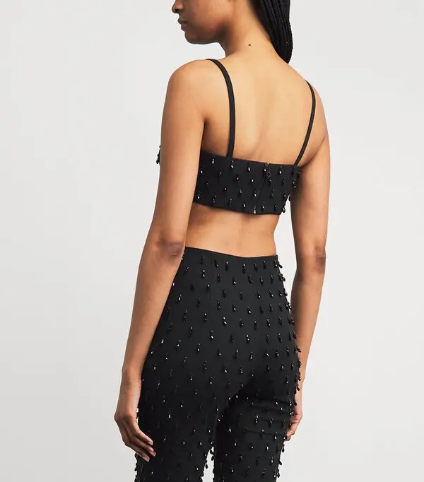 Carolina Herrera Embellished Stretch-wool Bandeau Crop Top