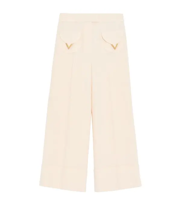 Valentino Garavani Wool-silk Crepe Tailored Trousers - Beige
