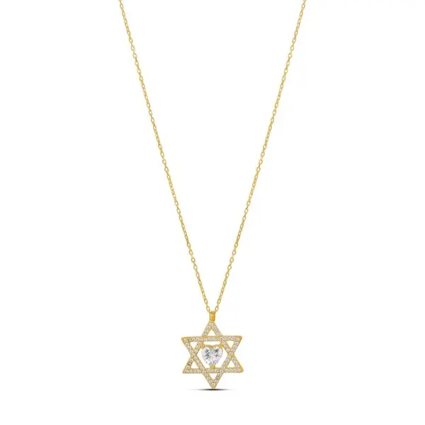 SHYMI Star Of David With Center Heart - Gold