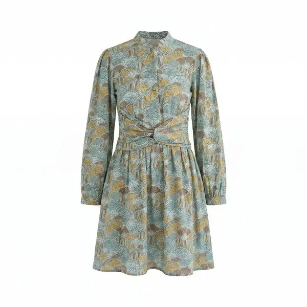 MAISON QALA Honeyflower Printed Dress With Twisted Waist Detail