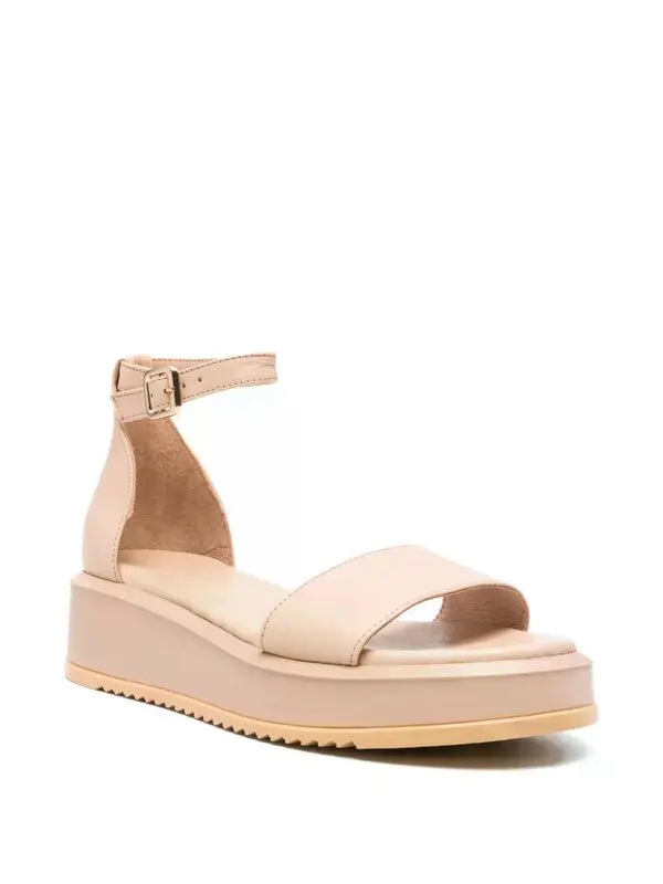 SERGIO MORETTI FIRENZE Beige Leather Platform Sandals - Neutrals