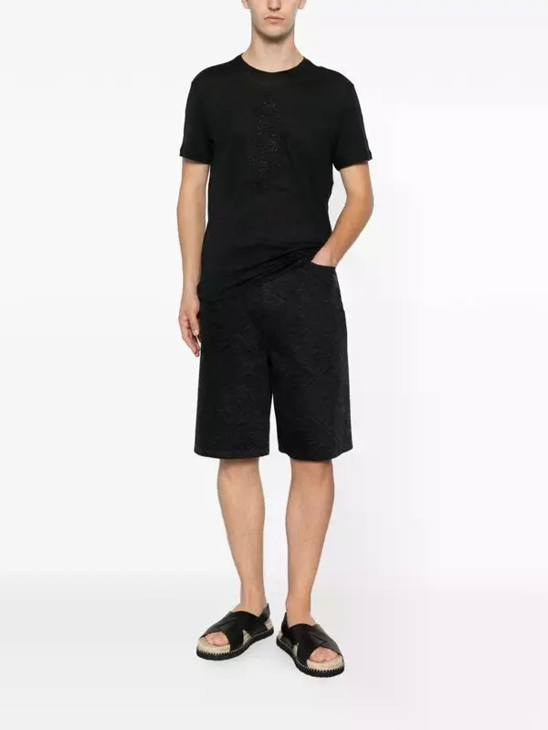 John Varvatos Floral-embroidered Crew-neck T-shirt