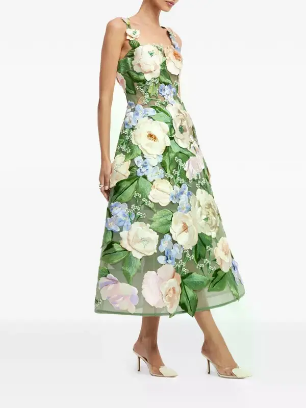 LEO LIN Beatrice Floral-embroidered Dress