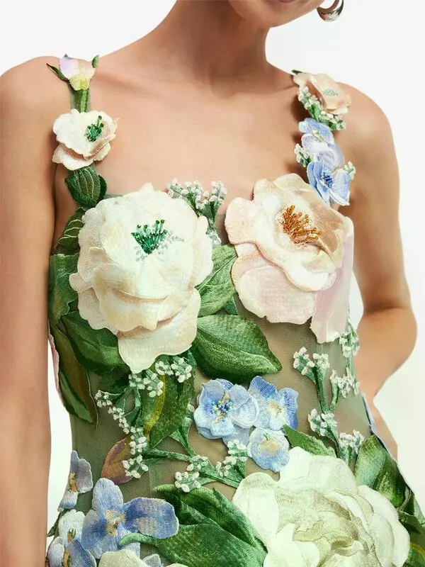 LEO LIN Beatrice Floral-embroidered Dress