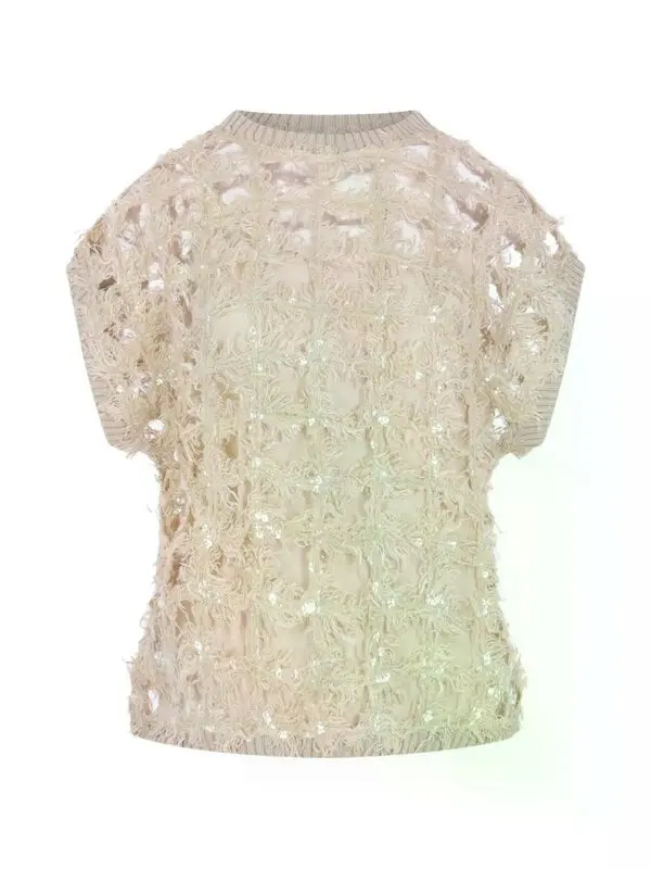 Brunello Cucinelli Sequin Embellished Fringed Top