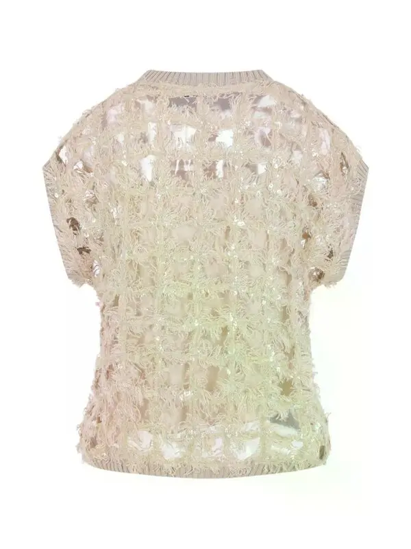 Brunello Cucinelli Sequin Embellished Fringed Top