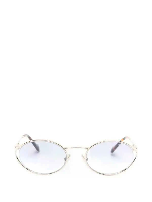 Miu Miu Logo Plaque Oval Sunglasses - Gold