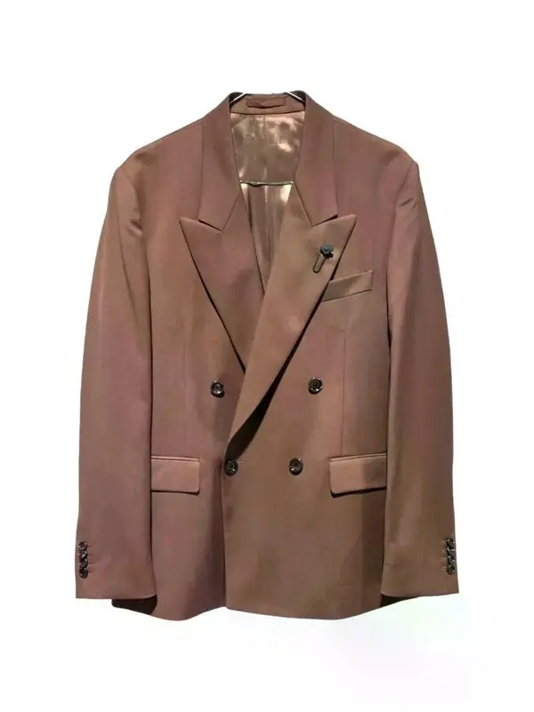 LARDINI Double-breasted Peak-lapel Blazer - Brown