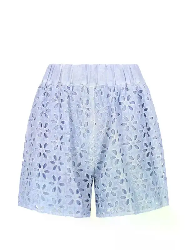 120% Lino Broderie Anglaise Cotton Shorts