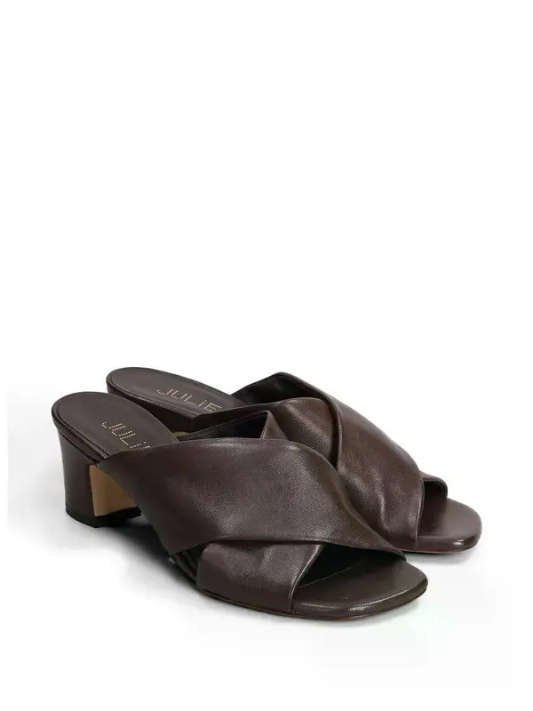 JULIE DEE Crossover Strap Mules - Brown