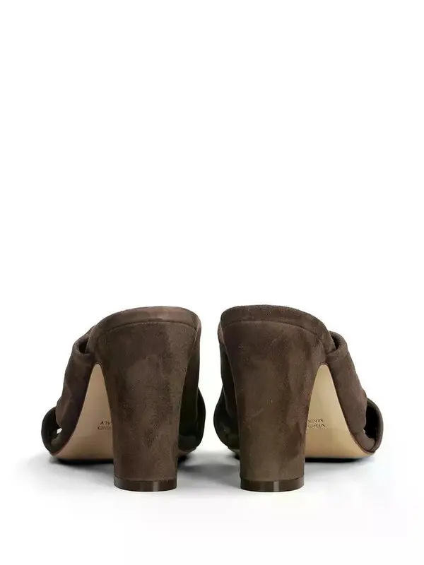 JULIE DEE Crossover Strap Suede Mules - Brown