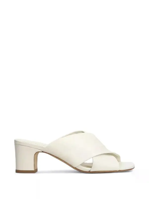 JULIE DEE Criss-cross Leather Mules - Neutrals