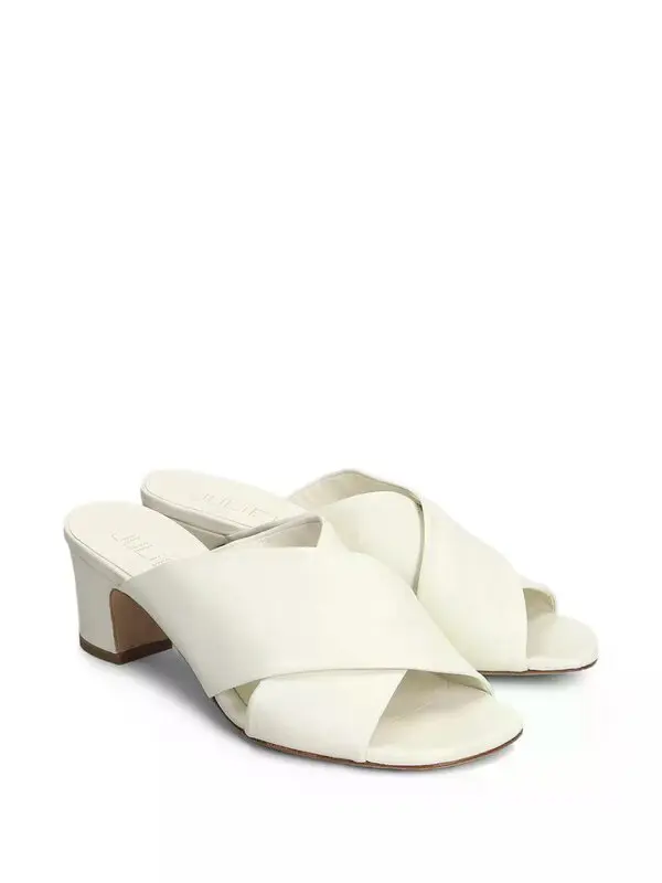 JULIE DEE Criss-cross Leather Mules - Neutrals