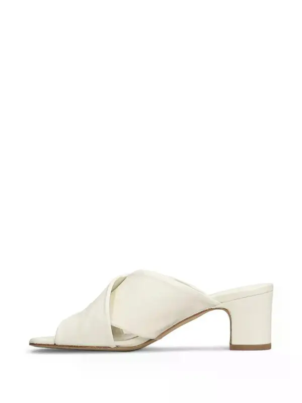 JULIE DEE Criss-cross Leather Mules - Neutrals