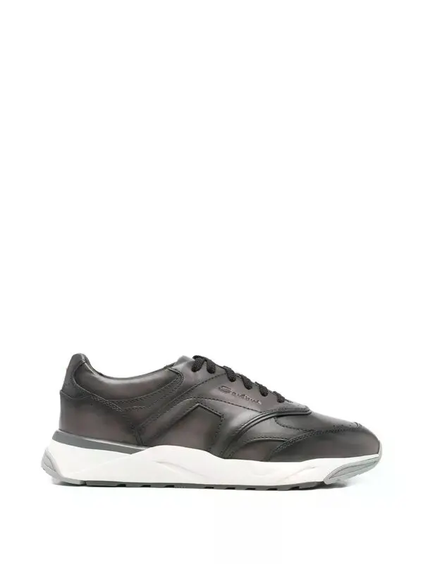Santoni Panelled Leather Sneakers