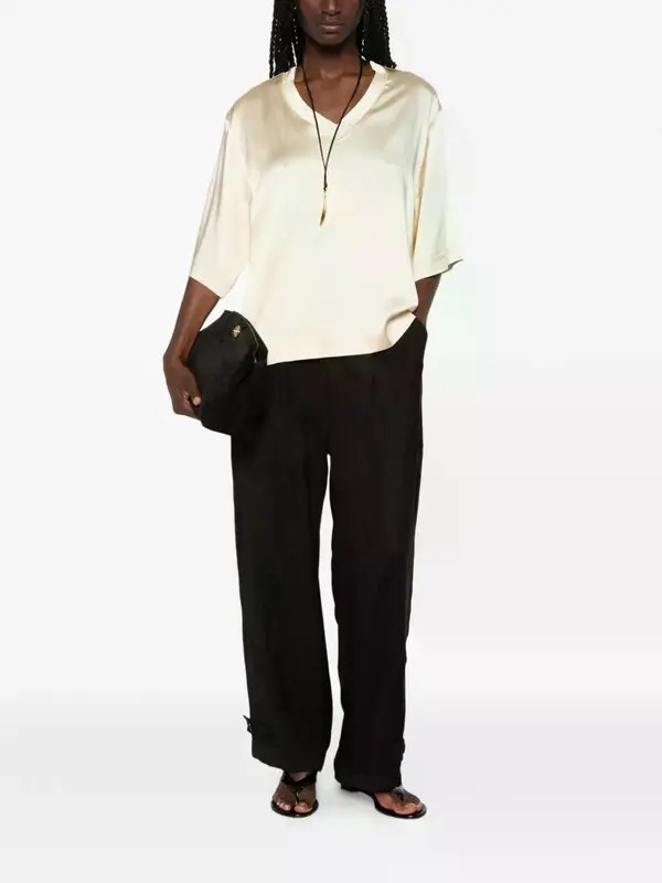 CARLA G. Paneled Wide-leg Trousers