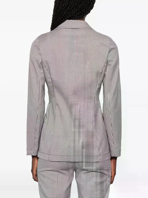 CARLA G. Gingham Check Notched Lapel Jacket