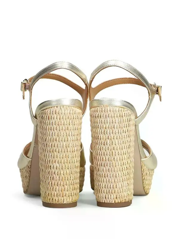 PEDRO MIRALLES Metallic Raffia Platform Sandals
