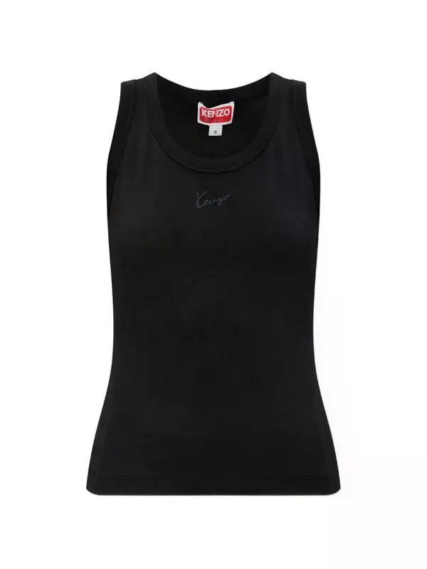Kenzo Ribbed Cotton Logo Top - Black