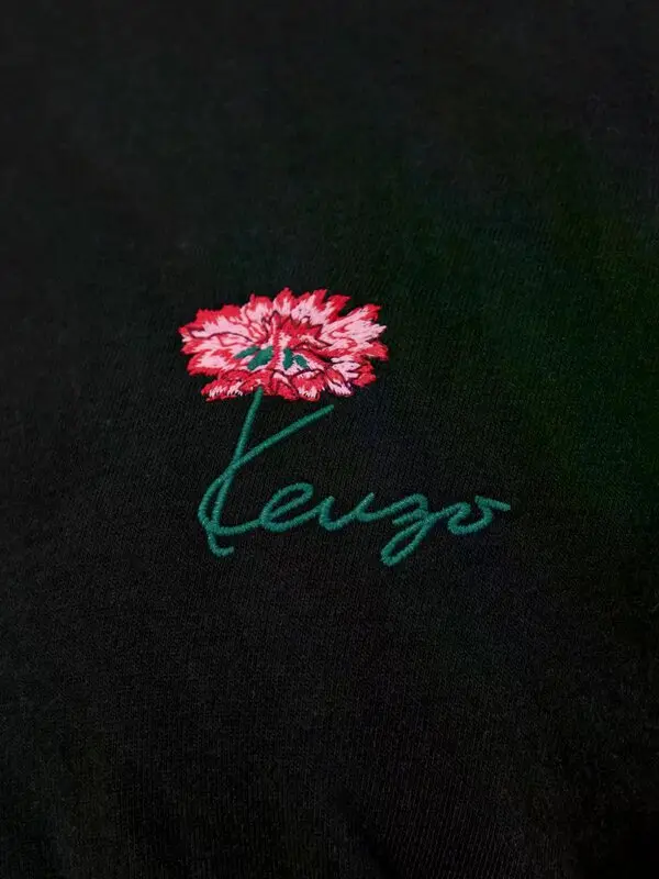 Kenzo Embroidered Tulip Cotton T-shirt - Black