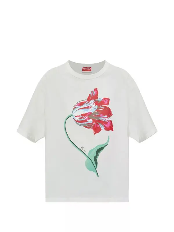Kenzo Tulip Cotton T-shirt - Neutrals