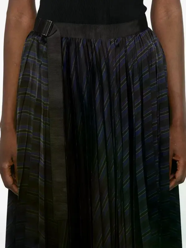 Sacai Pleated Striped Midi Skirt