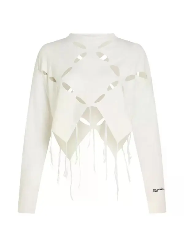 Karl Lagerfeld Cut-out Fringed Sweater - Neutrals
