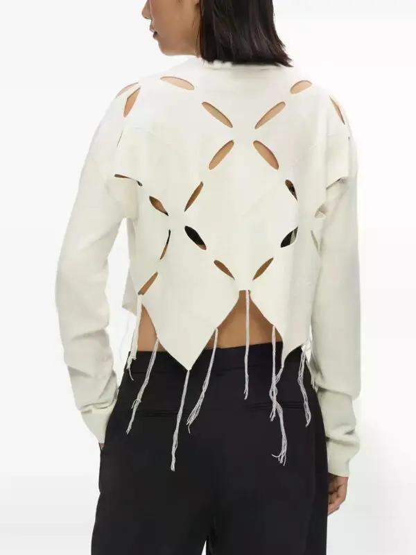 Karl Lagerfeld Cut-out Fringed Sweater - Neutrals