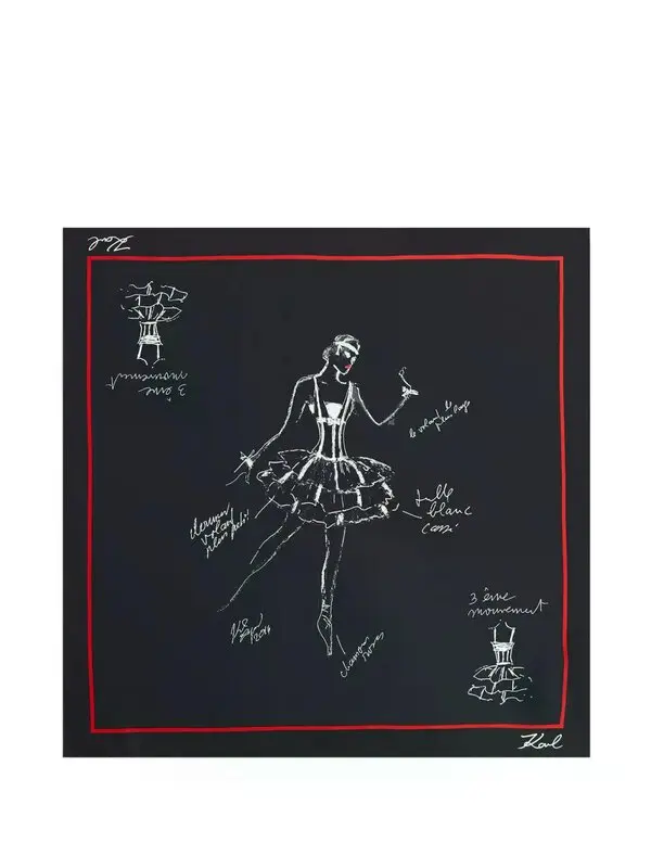 Karl Lagerfeld K/ballet Silk Scarf - Black