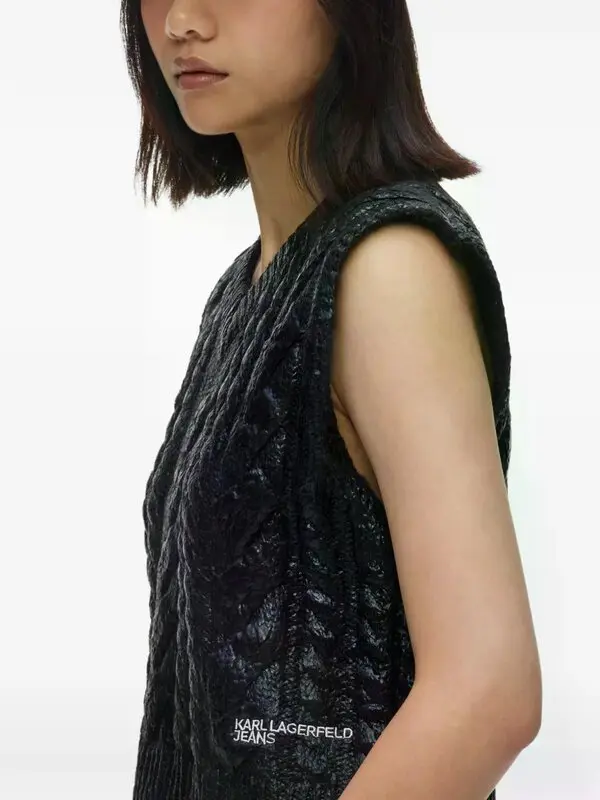 Karl Lagerfeld Cable Knit V-neck Sweater