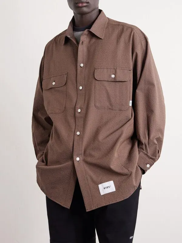 WTAPS Checked Seersucker Shirt - Brown