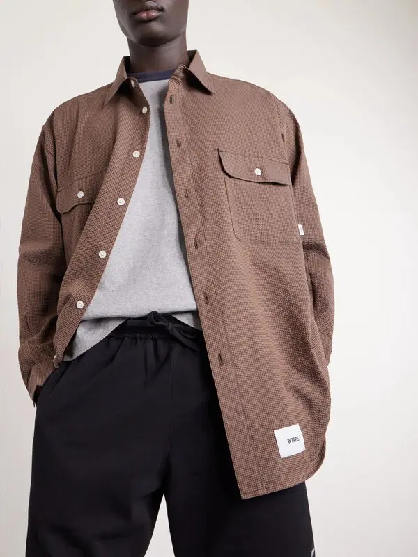 WTAPS Checked Seersucker Shirt - Brown