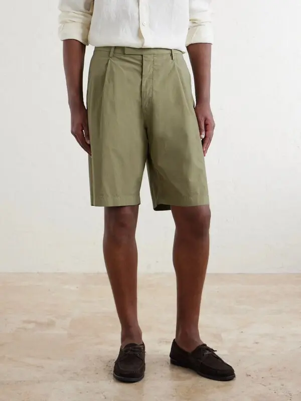 Boglioli Pleated Cotton-blend Poplin Shorts