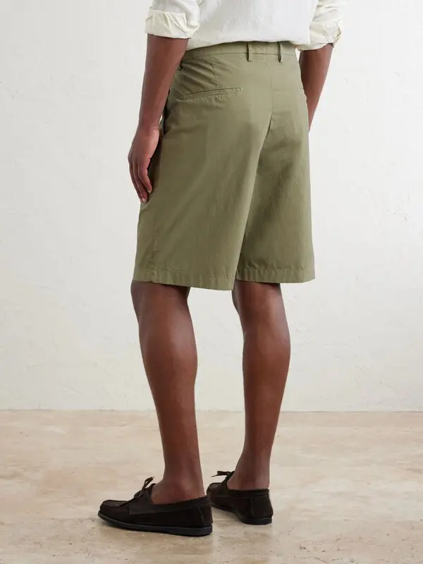 Boglioli Pleated Cotton-blend Poplin Shorts