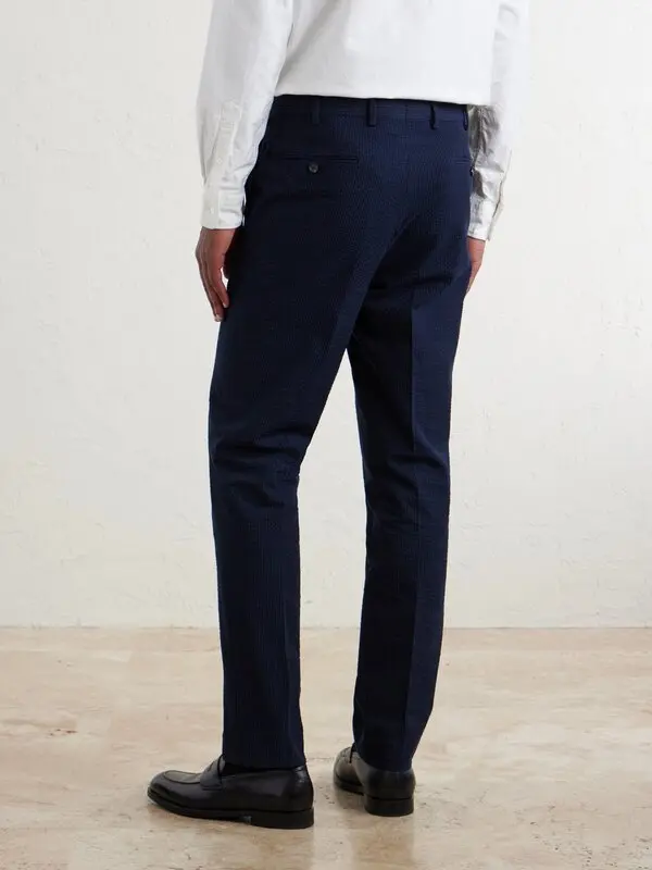 DE PETRILLO Straight-leg Cotton-seersucker Suit Trousers