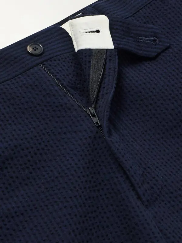 DE PETRILLO Straight-leg Cotton-seersucker Suit Trousers