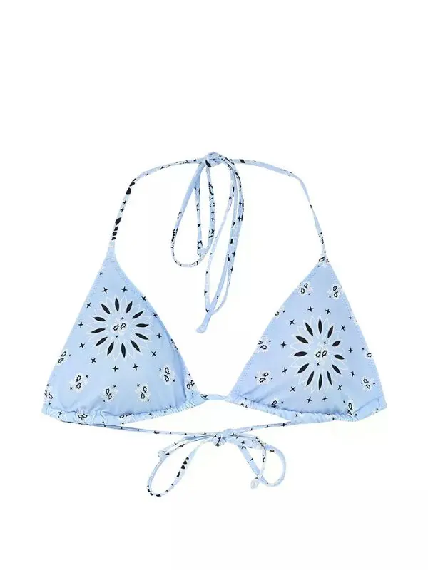 MC2 SAINT BARTH Bandana Print Triangle Bikini Top - Blue