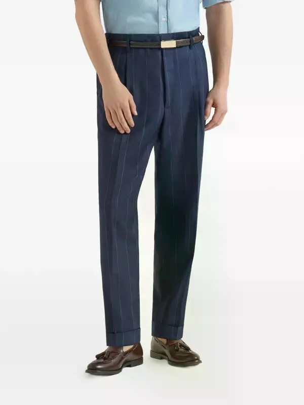 Brunello Cucinelli Chalk Stripe Virgin Wool Trousers