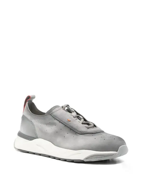 Santoni Perforated Leather Sneakers - Grey