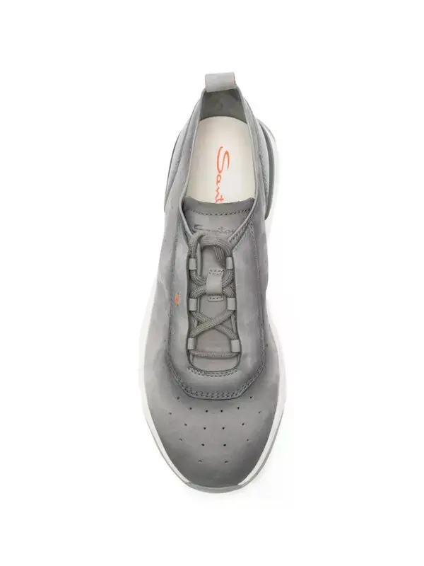 Santoni Perforated Leather Sneakers - Grey