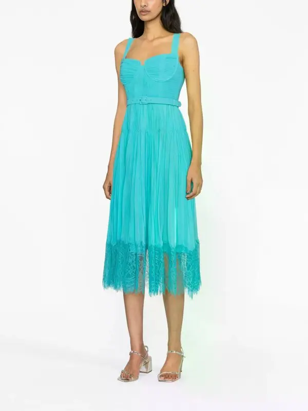 SELF-PORTRAIT Turquoise Chiffon Bustier Dress