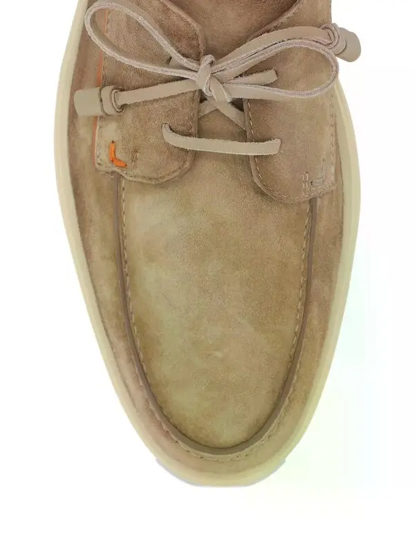 Santoni Suede Lace-up Boat Shoes