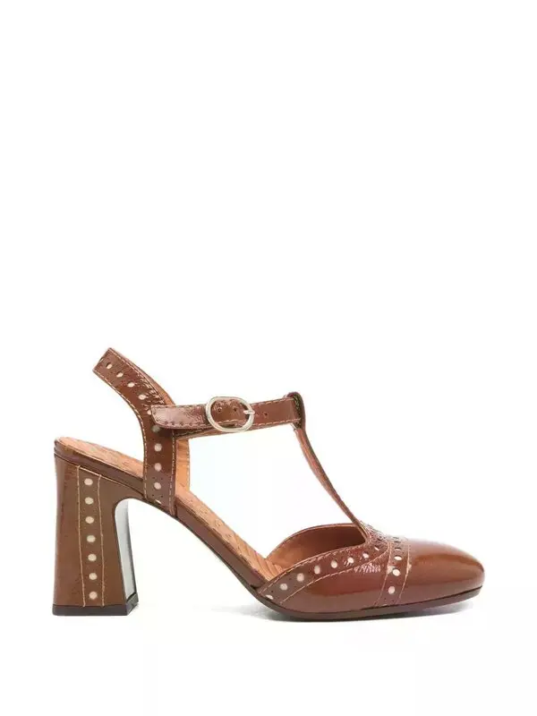 Chie Mihara Mira Perforated T-bar Heeled Pumps - Brown