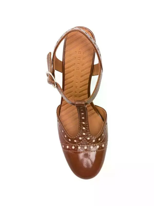 Chie Mihara Mira Perforated T-bar Heeled Pumps - Brown