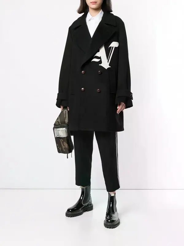 PORTS V Double Buttoned Logo Coat