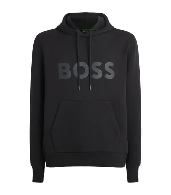 BOSS Stretch-cotton Logo Hoodie - Black
