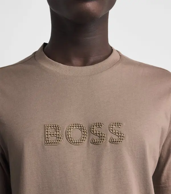 BOSS Cotton Textured Logo T-shirt