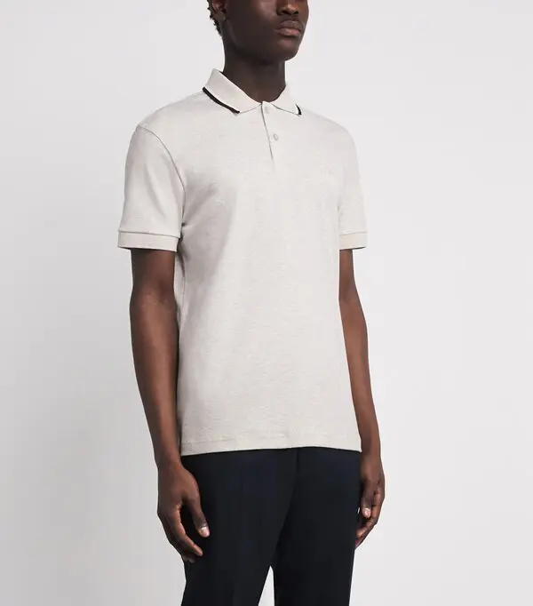 BOSS Cotton Paddy Polo Shirt - Silver