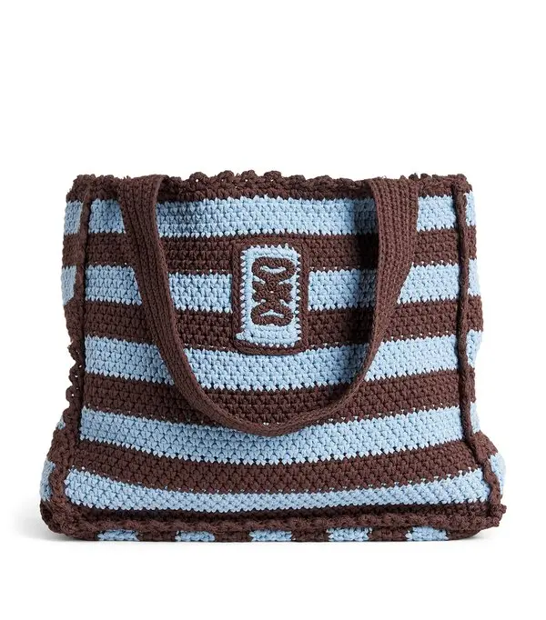 Sandro Crochet Stripe Tote Bag