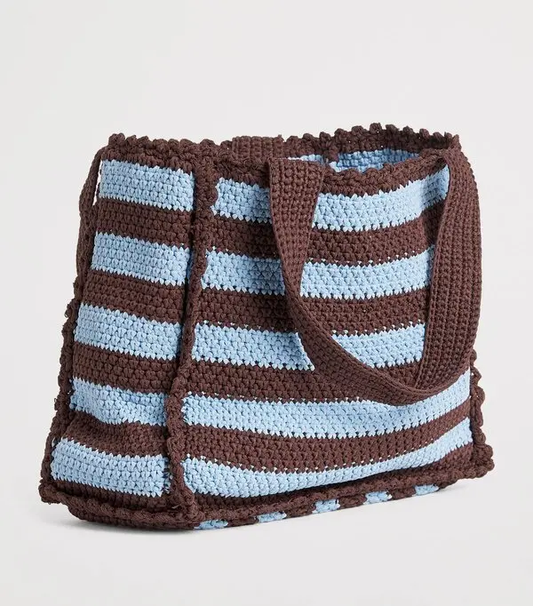 Sandro Crochet Stripe Tote Bag